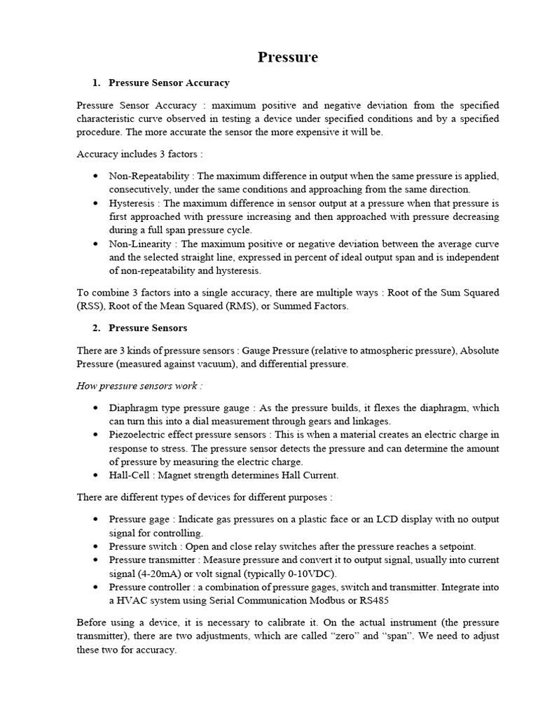 Summary Jan 9 2024 Phuoc | PDF | Pressure Measurement | Electrical Resistance And Conductance