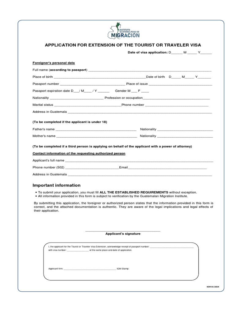 Tourist Visa Extension Application Form | PDF | Travel Visa | Passport