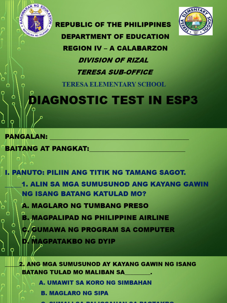 ESP3 Diagnostic 2022 2023 | PDF