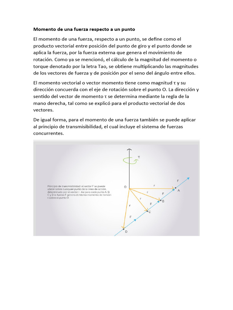 Momento Vectorial | PDF | Esfuerzo de torsión | Vector Euclidiano
