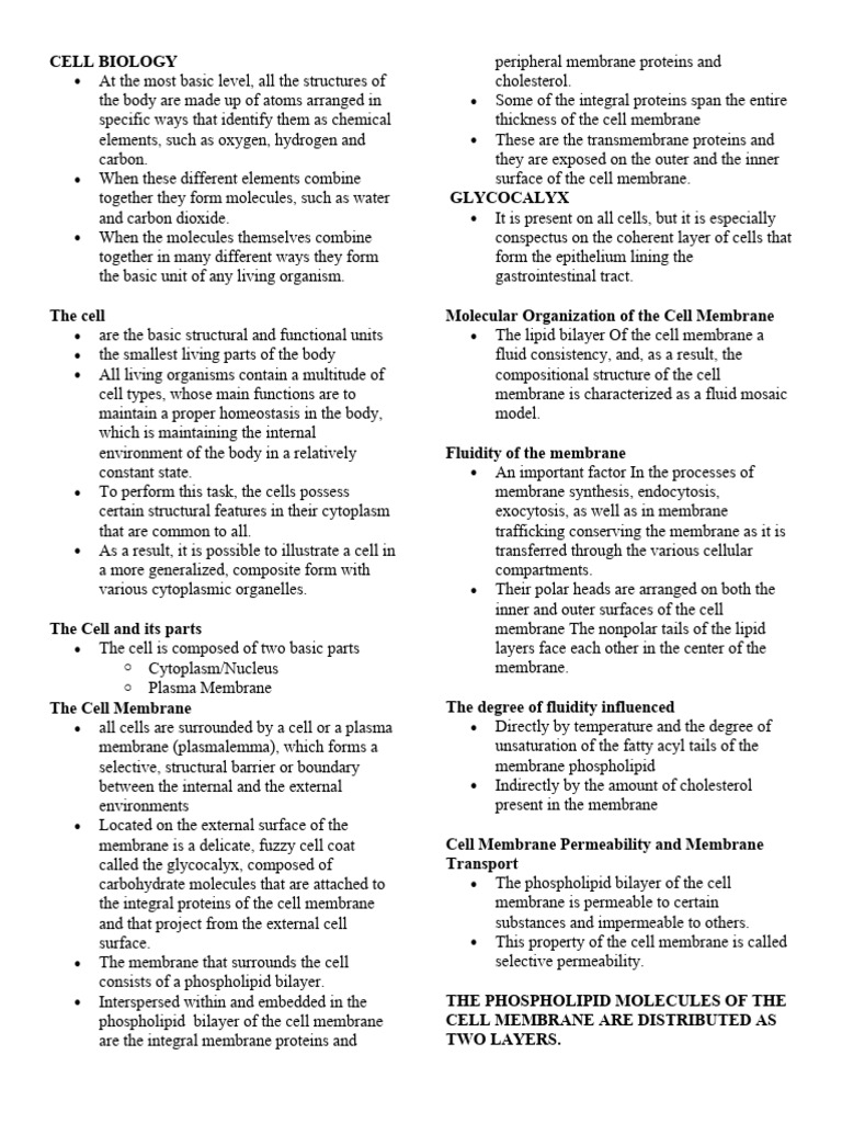Cell Biology | PDF | Cell Membrane | Cell (Biology)