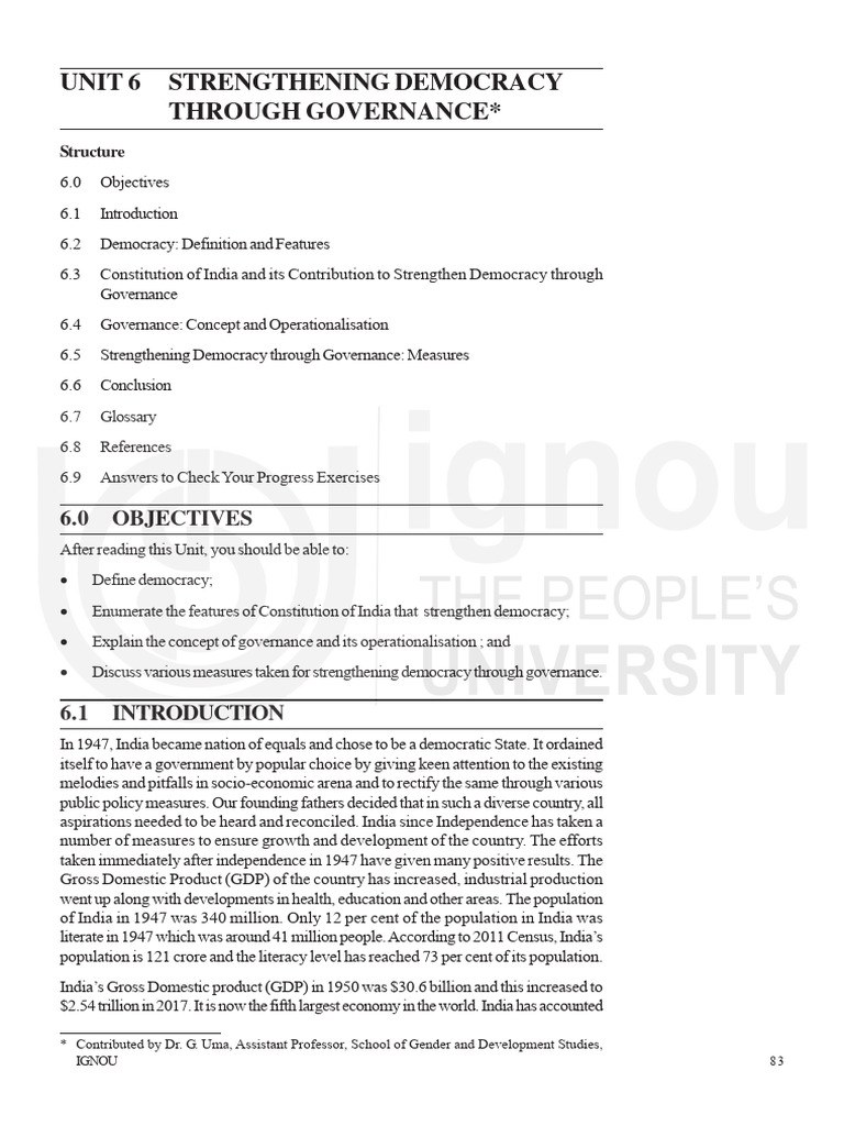 Changing Dimensions of Development Strengthening Democracy Through Good ...