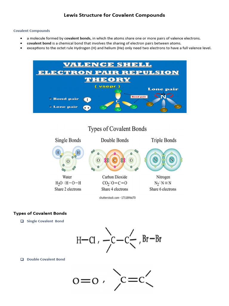 Lewis Structure For Covalent Compounds | PDF