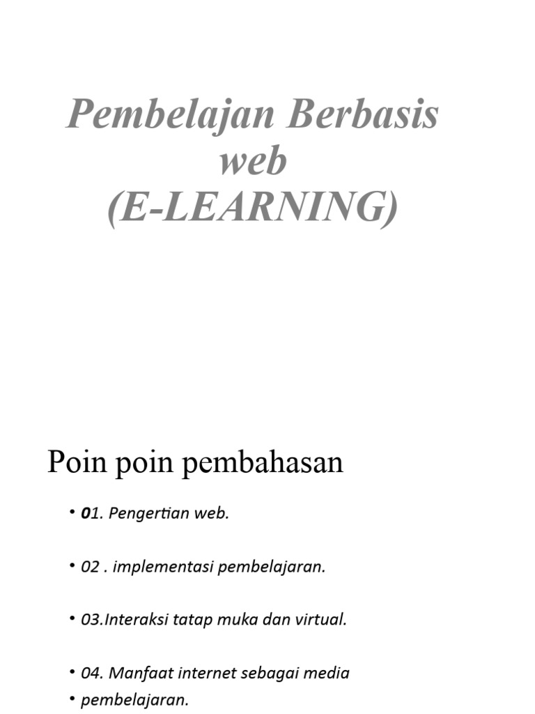 Pembelajan Berbasis Web (E-Learning) | PDF