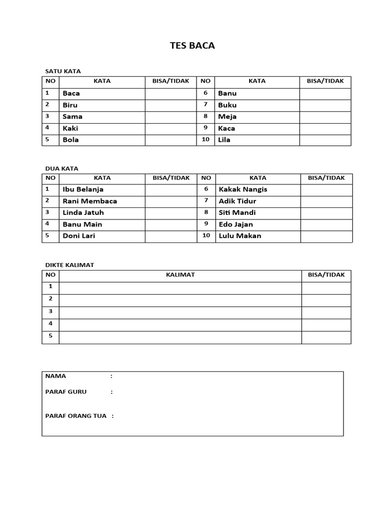 Tes Baca | PDF