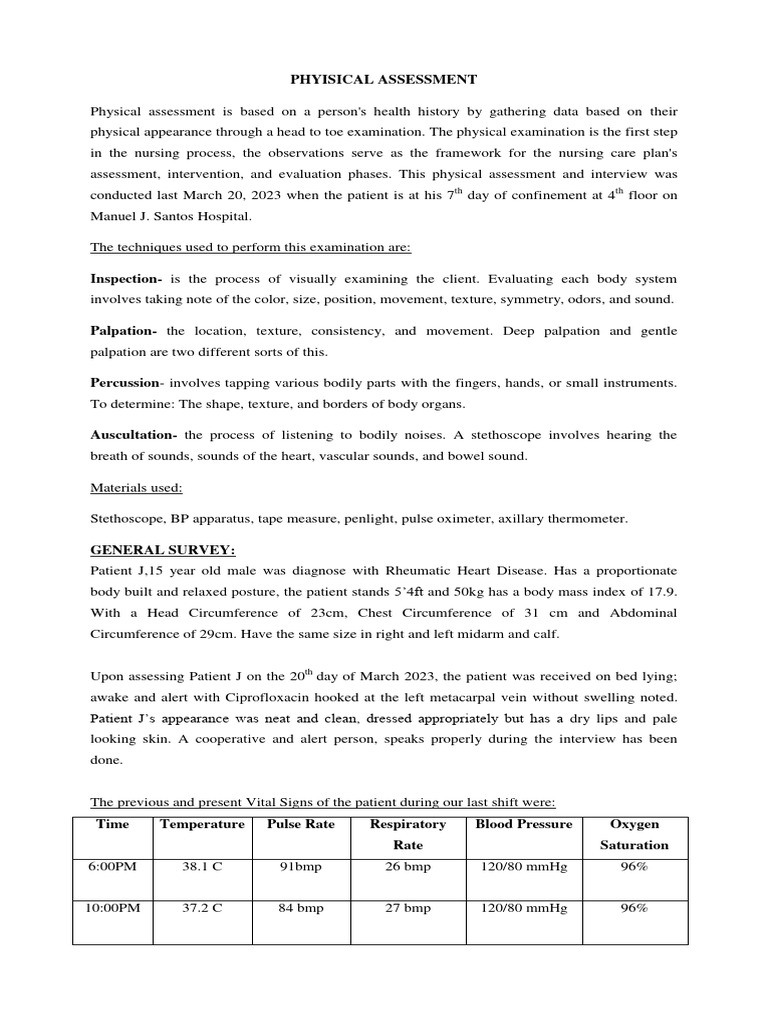 Physical Assessments | PDF