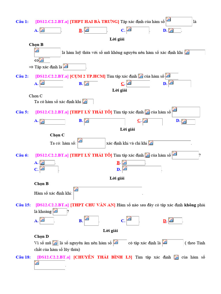 HÀM SỐ LŨY THỪA - BT - Muc do 1 | PDF