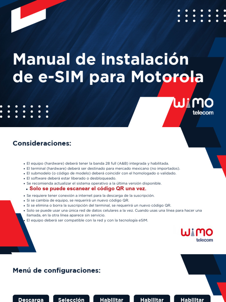 Manual de Instalacion Esim para Motorola | PDF