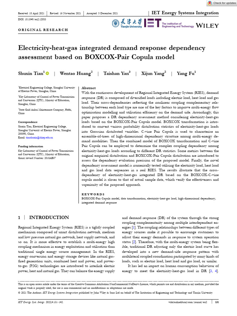 IET Energy Syst Integration - 2021 - Tian - Electricity Heat Gas Integrated Demand Response ...