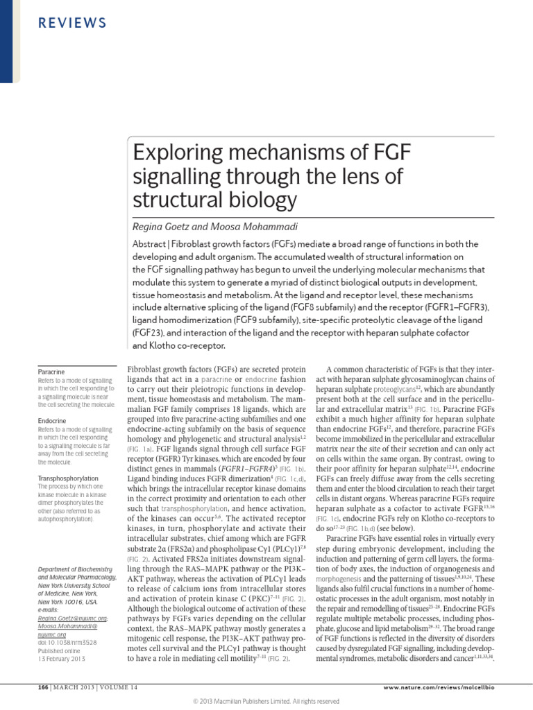 Exploring Mechanisms of FGF Signalling Through The Lens of Structural ...