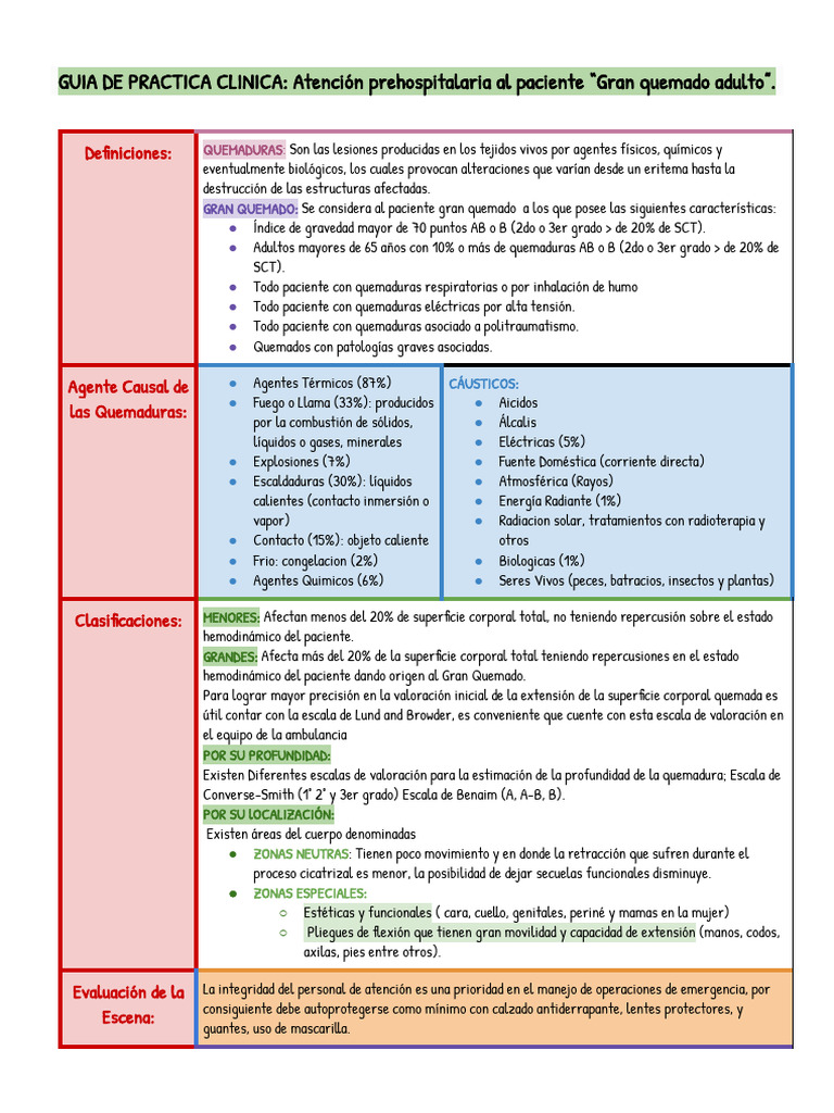 Atención Prehospitalaria Al Paciente "Gran Quemado Adulto". | PDF