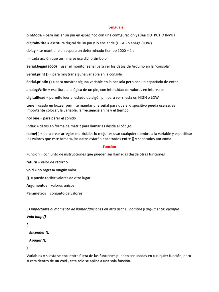 Lenguaje Arduino C++ | PDF