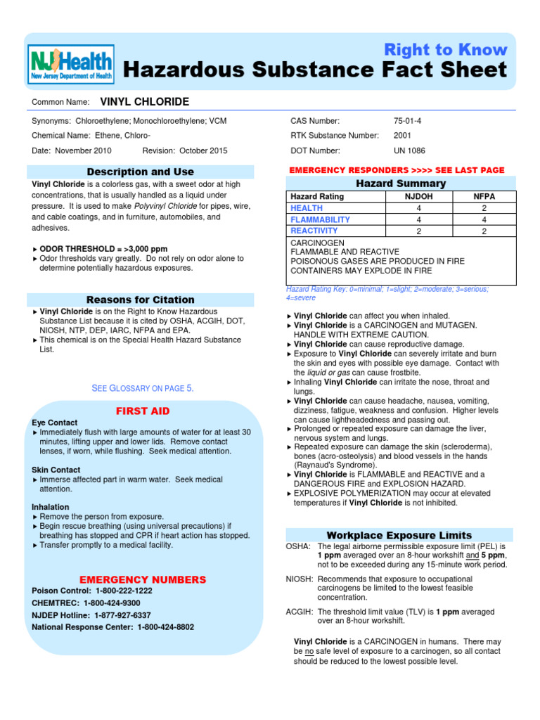 Hazardous Substance Fact Sheet PVC | PDF | Chlorine | Polyvinyl Chloride