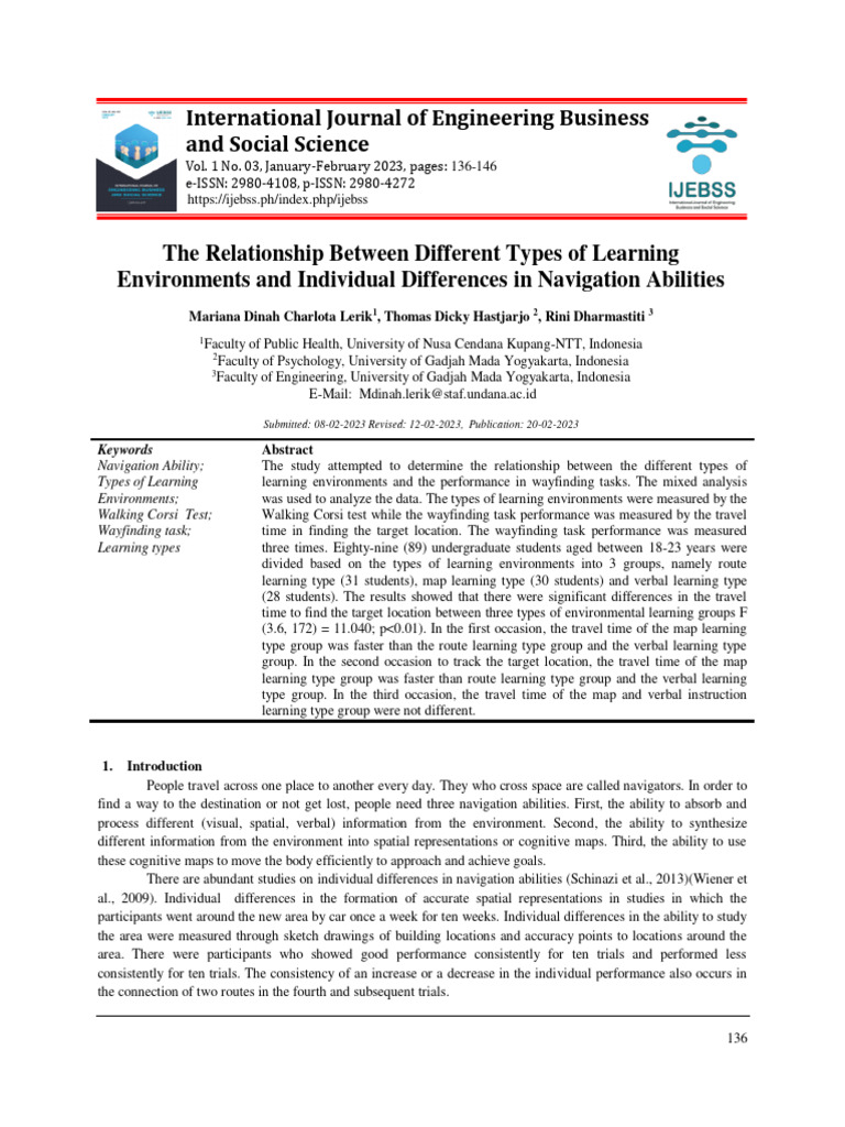 The Relationship Between Different Types of Learning Environments and ... The Relationship Between Different Types of Learning Environments and ...
