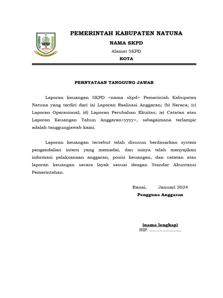 Template CALK SKPD 2023 | PDF