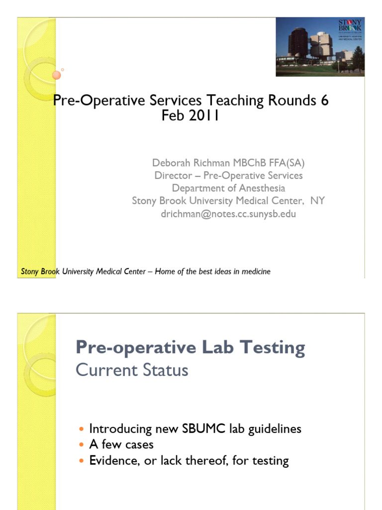 Pre-Op Lab Testing Guidelines | PDF | Surgery | Joint Commission