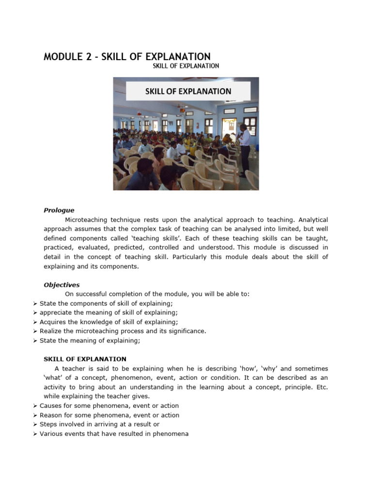 Module 2 - Skill of Explaining | PDF | Concept | Knowledge