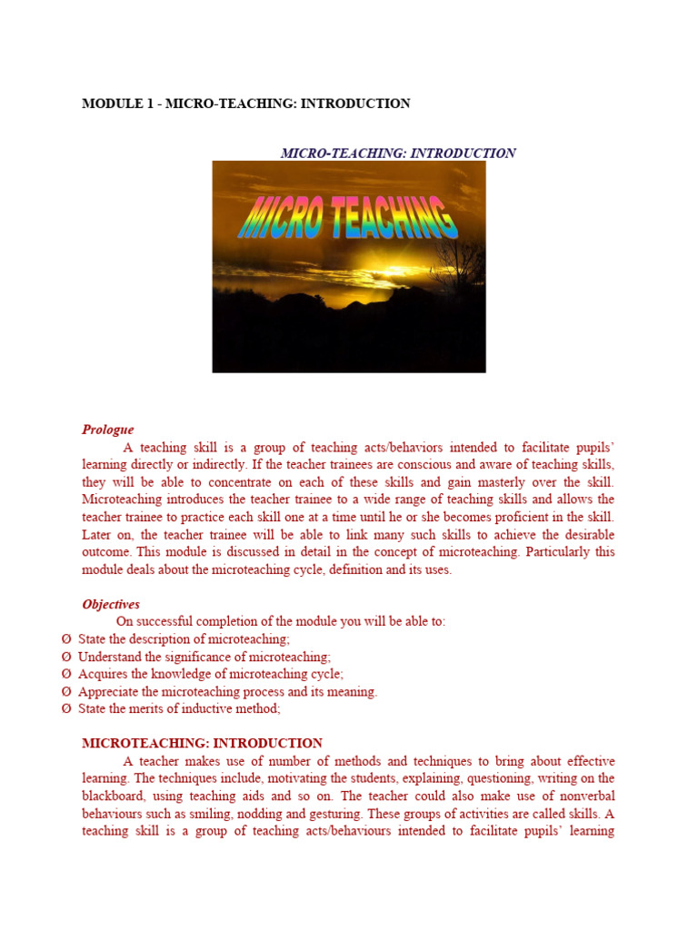 Microteaching Module Overview | PDF