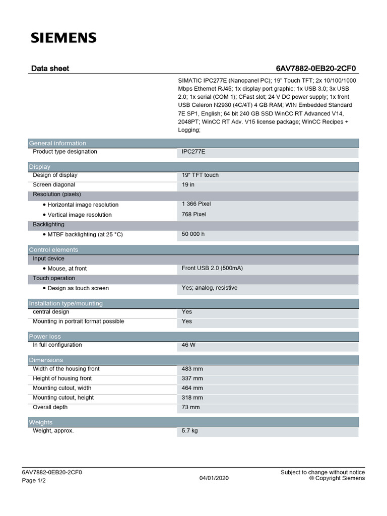 Datasheet Siemens | PDF