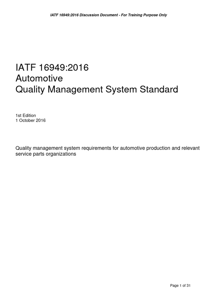 2 IATF 16949_2016 discussion document | PDF