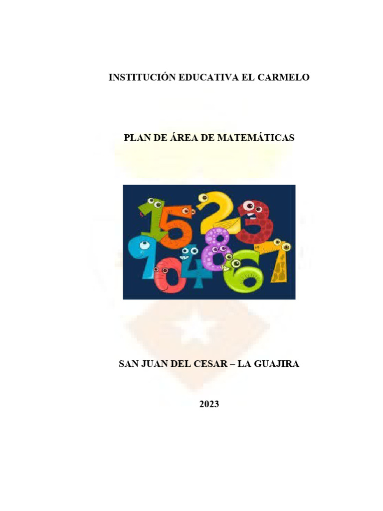 Plan De Area De Matematicas 2023 Pdf