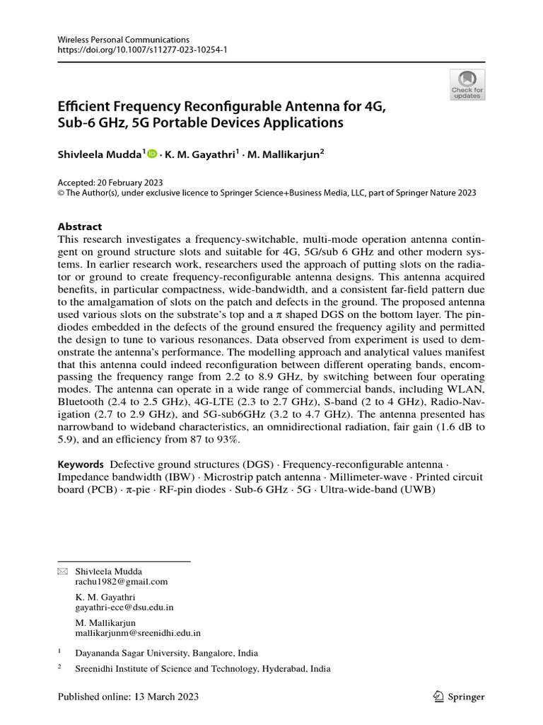WPC Efficient Frequency Reconfigurable Antenna For 4G, Sub 6 GHZ, 5G ...