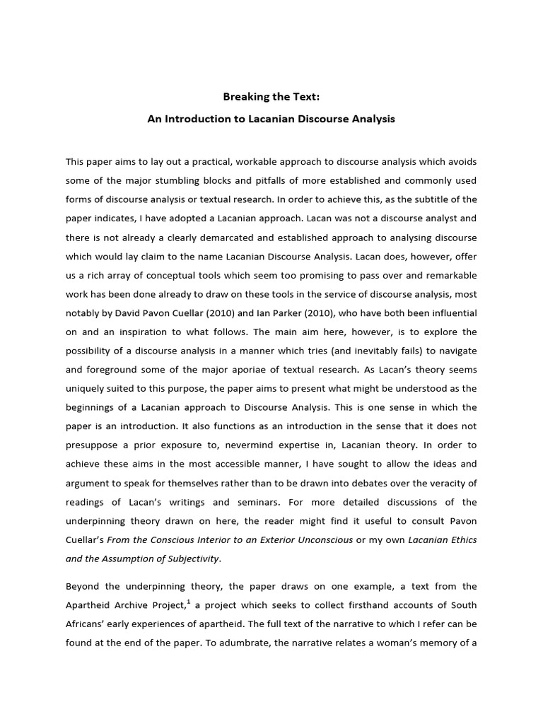 Neill-Breaking The Text Preprint Version | PDF | Jacques Lacan | Discourse
