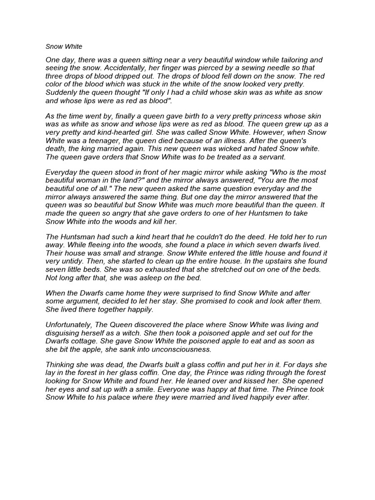 Snow White | PDF | Snow White | Fairy Tales