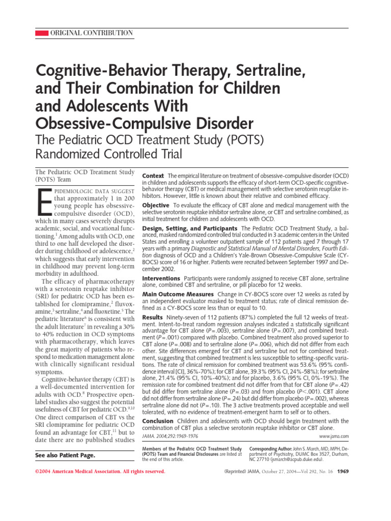 POTS | PDF | Obsessive–Compulsive Disorder | Cognitive Behavioral Therapy