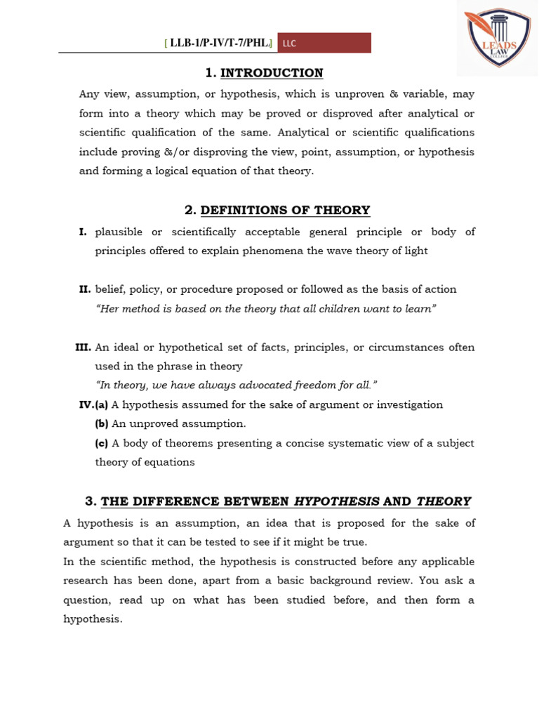 Q7-Definition of Theory | PDF | Theory | Hypothesis