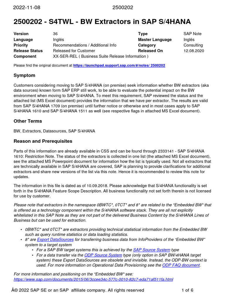 S4TWL - BW Extractors in SAP S4HANA | PDF