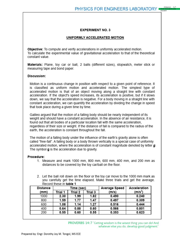 Ger3 G6C Uniformly Accelerated Motion | PDF | Acceleration | Gravity