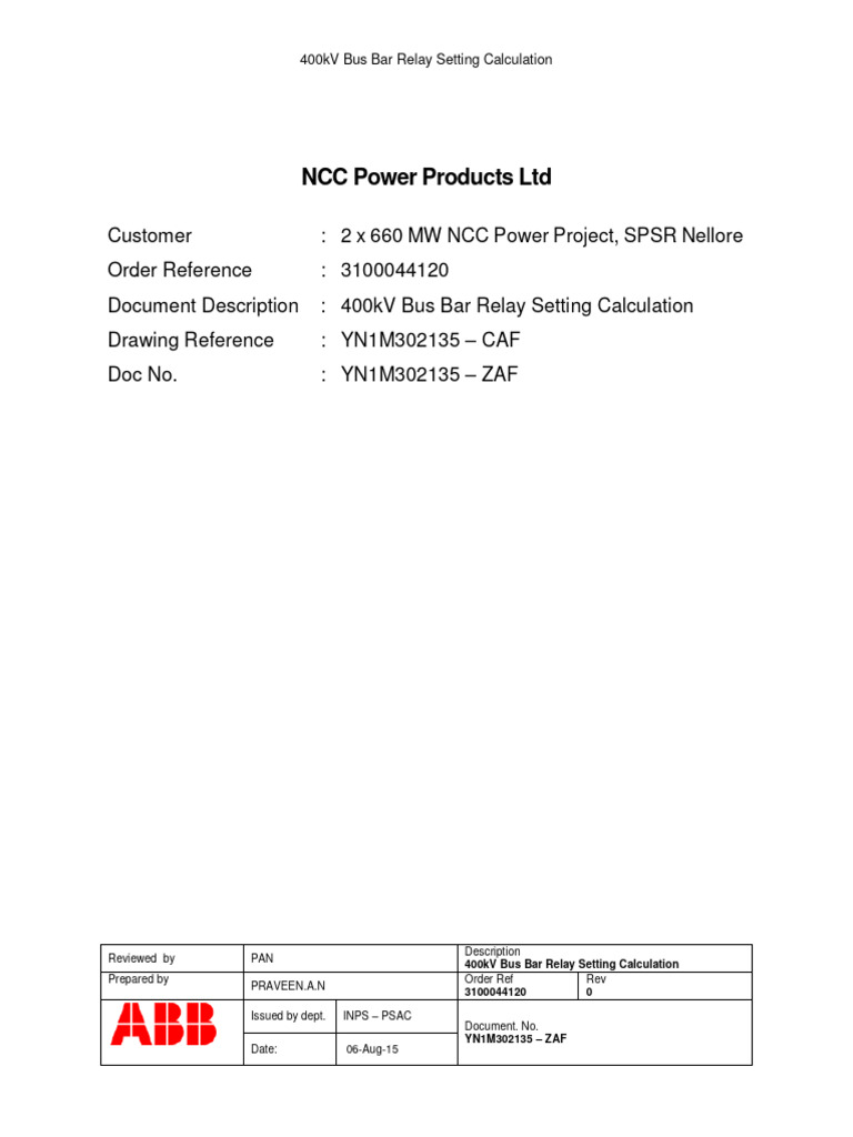 YN1M302135 - ZAF - 400 KV Bus Bar | PDF