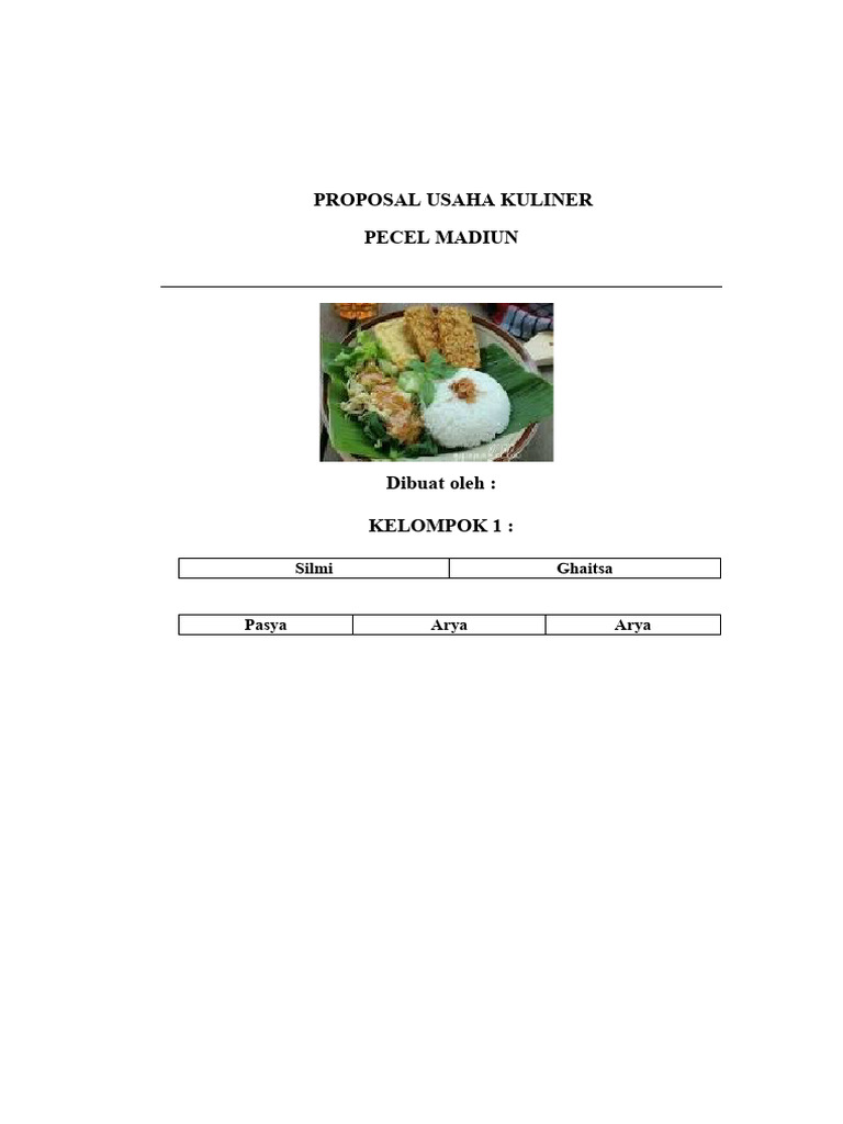 Proposal Usaha Kuliner | PDF