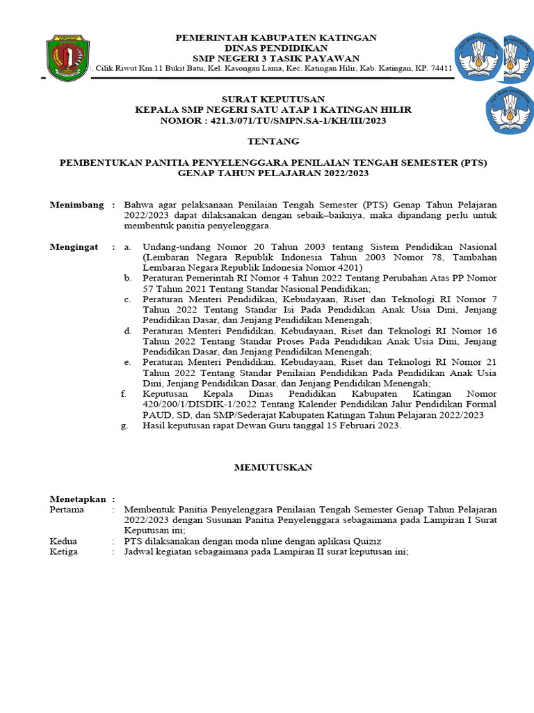 SK PTS Genap 22-23 | PDF