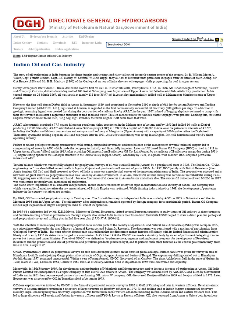 Indian Oil and Gas Industry | PDF | Glassforming Liquids And Melts ...