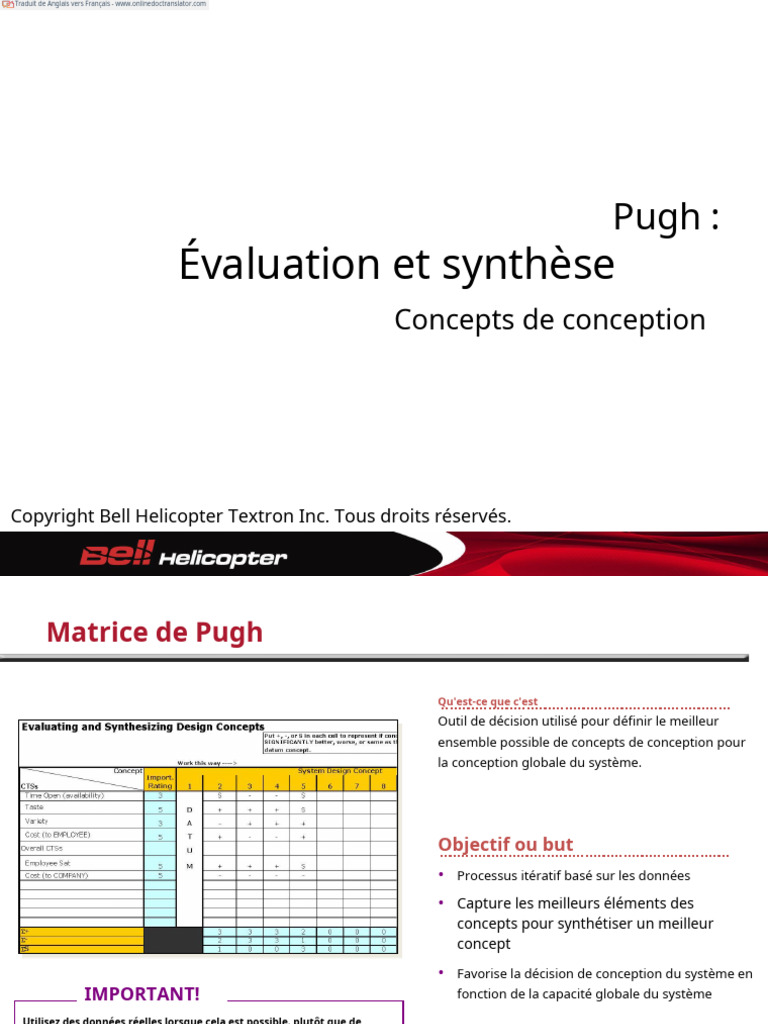 Évaluation Et Synthèse: Pugh | PDF