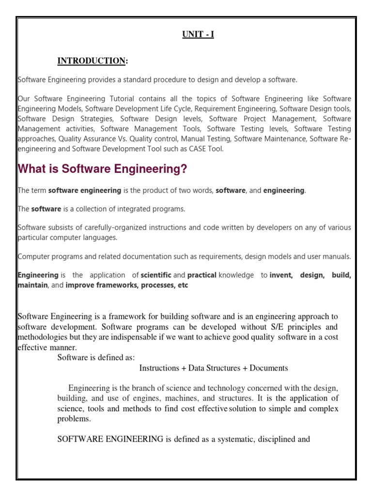 SE Unit-I | PDF | Software | Software Development Process