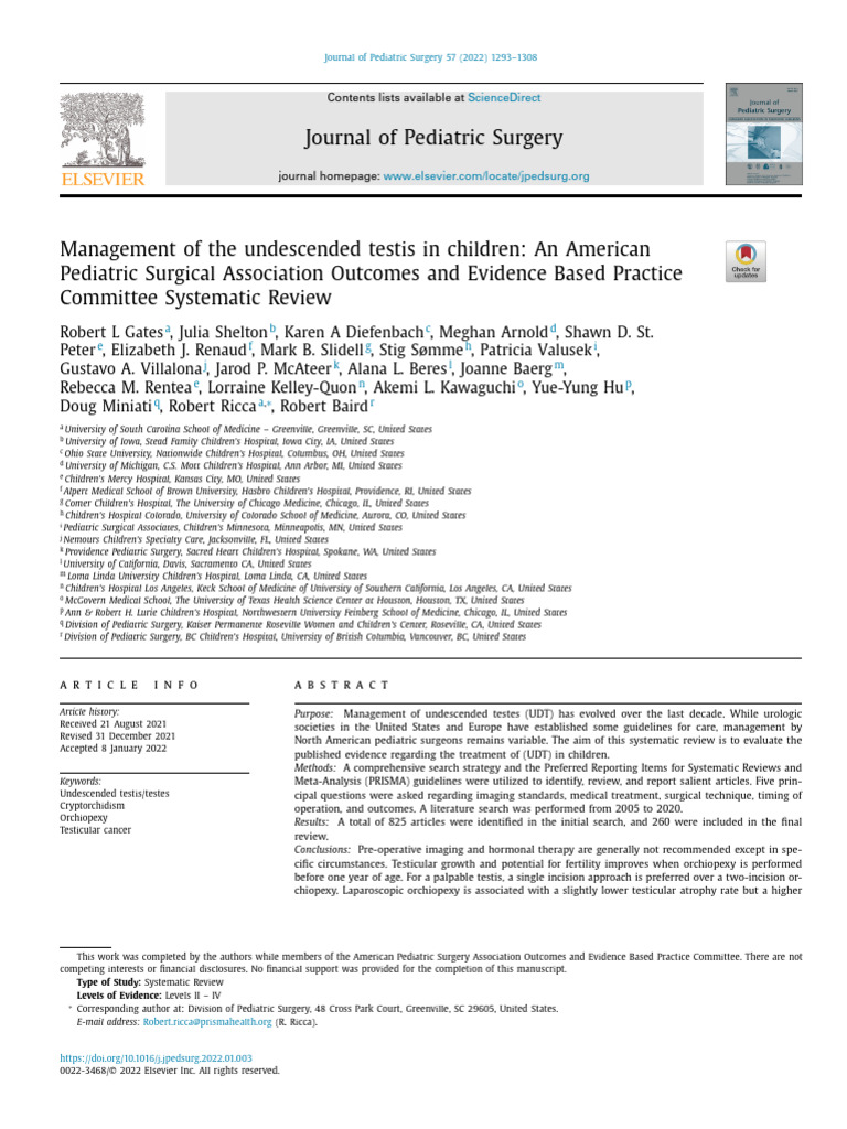 Management of The Undescended Testis in Children | PDF | Testicle ...