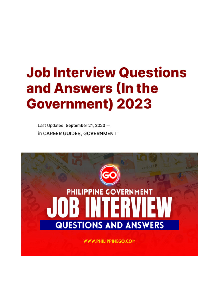Philippine Government Interview Q&A 2023 | PDF | Job Interview | Analytics