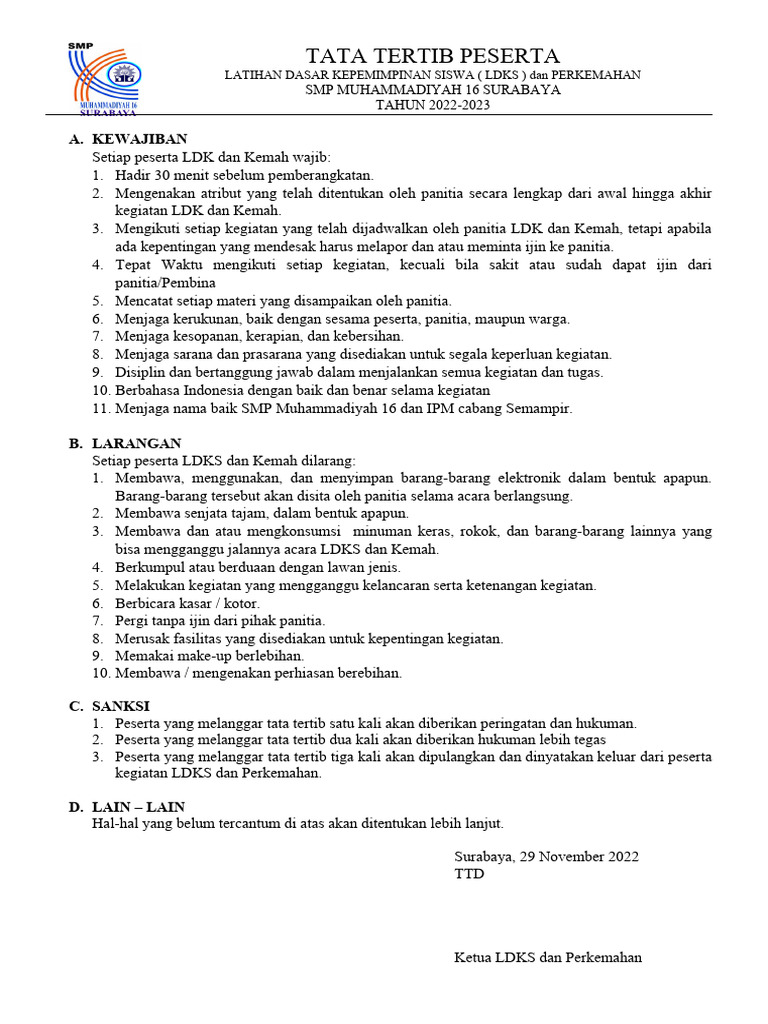 Tata Tertib Peserta | PDF