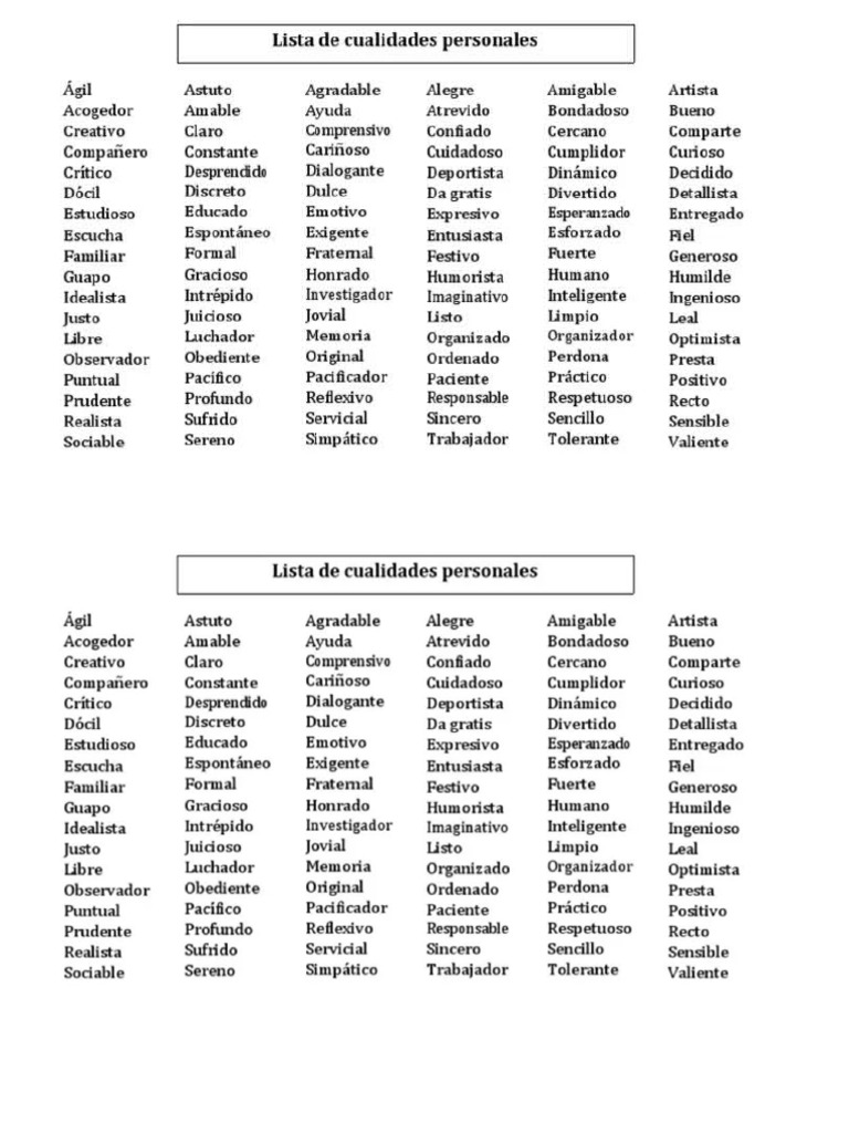 Cualidades Personales | PDF