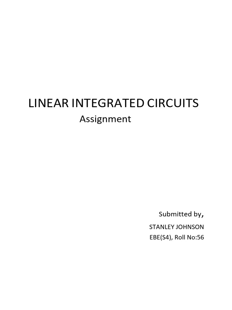 Linear Integrated Circuits: Assignment | PDF