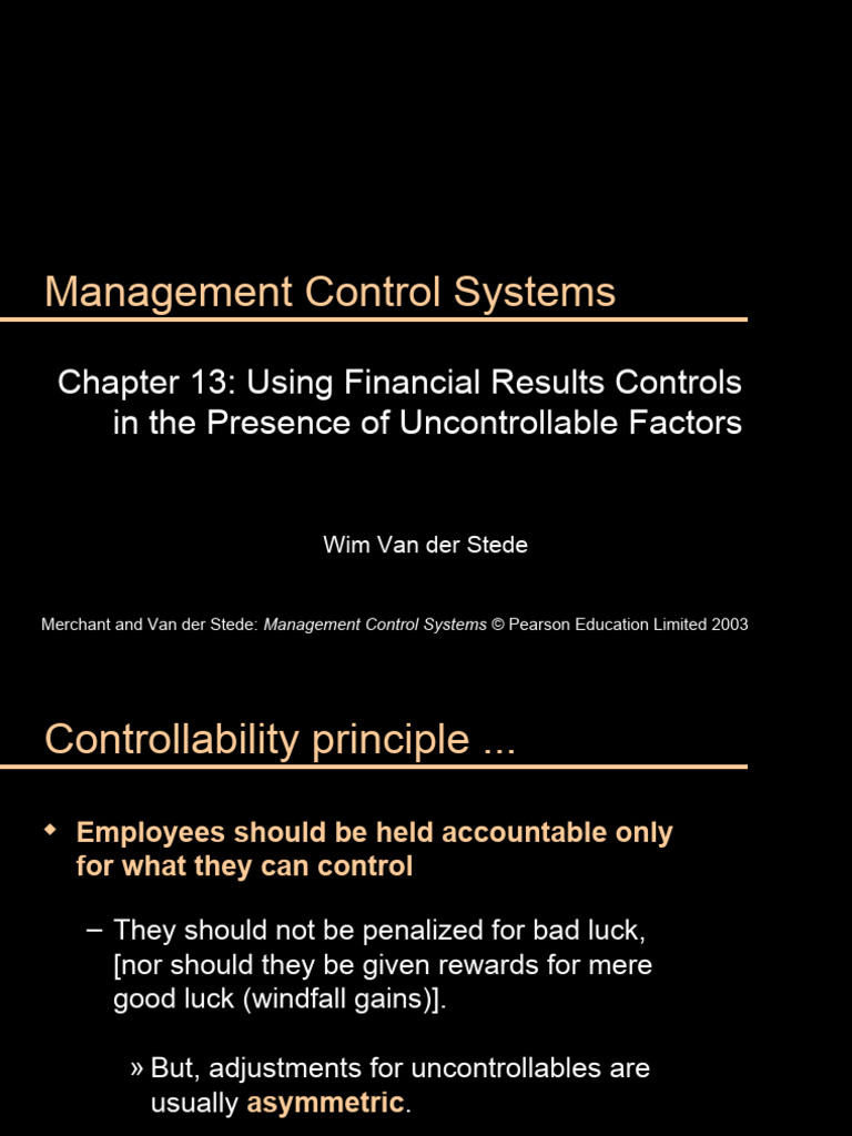 CH13-Using Financial Results Controls in The Presence of Uncontrollable Factors | PDF ...