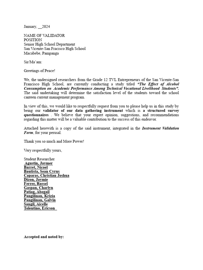 Template Validation Lette | PDF