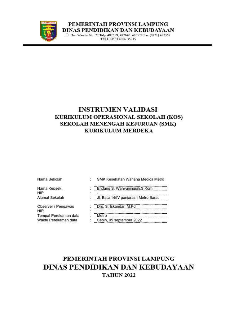 Instr Vldsi Kos SMK Ikm | PDF