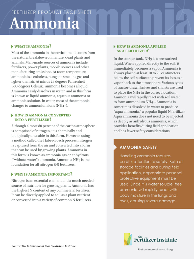 Ammonia Fact Sheet | PDF