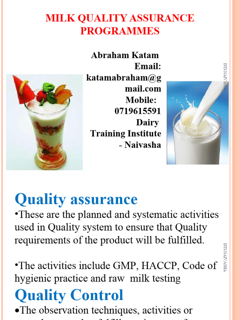 Dairy Quality Assurance Practices | PDF | Milk | Hygiene