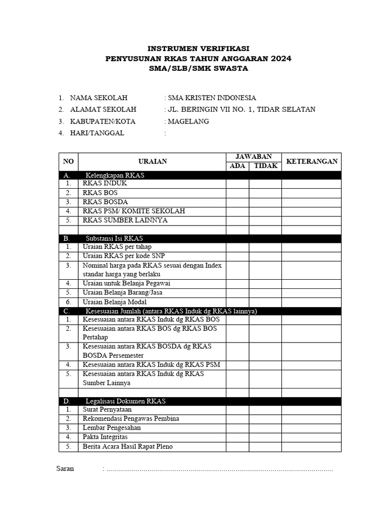 Instrumen Verifikasi | PDF