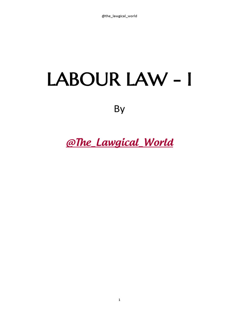 Labour Law 1 | PDF | Labour Law | Employment